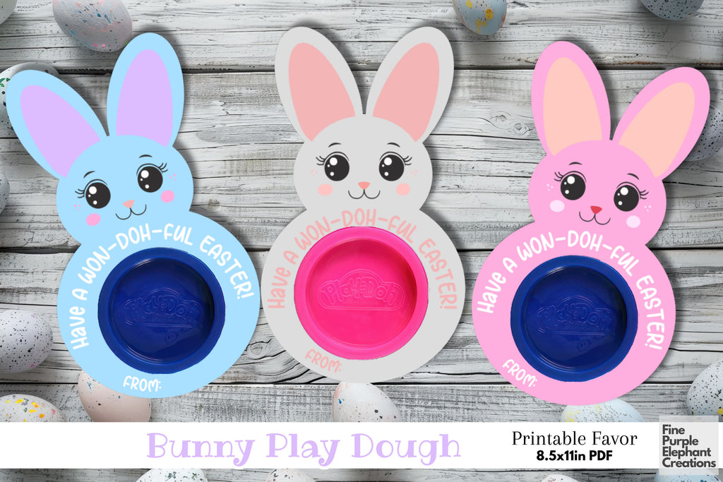 Printable Play Dough Easter Bunny Digital Paper Playdoh Cards - So Fontsy