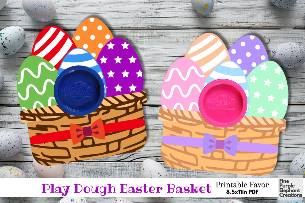 Printable Play Dough Easter Egg Basket Digital Paper Playdoh Cards - So ...