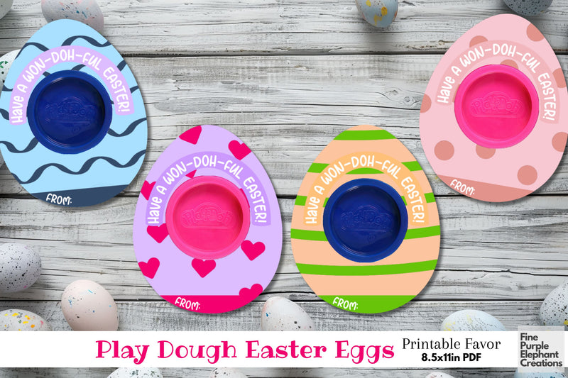 Printable Play Dough Easter Eggs Digital Paper Playdoh Cards - So Fontsy