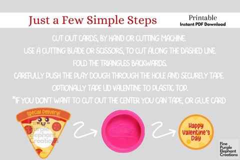 Printable Play Dough Pizza Valentine | Mini Playdoh Non-Candy Favors ...