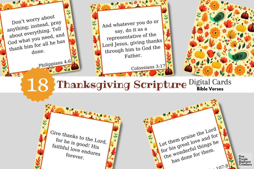 Printable Thanksgiving Scripture Cards - So Fontsy