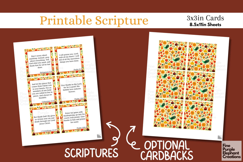 Printable Thanksgiving Scripture Cards - So Fontsy