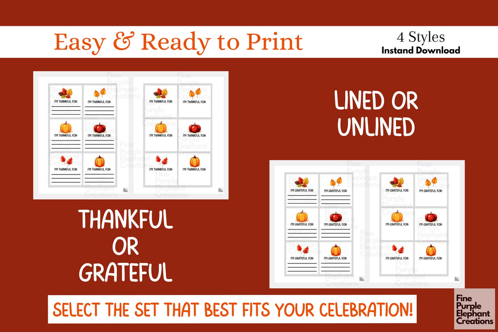 Printable Thanksgiving Thankful Cards - So Fontsy
