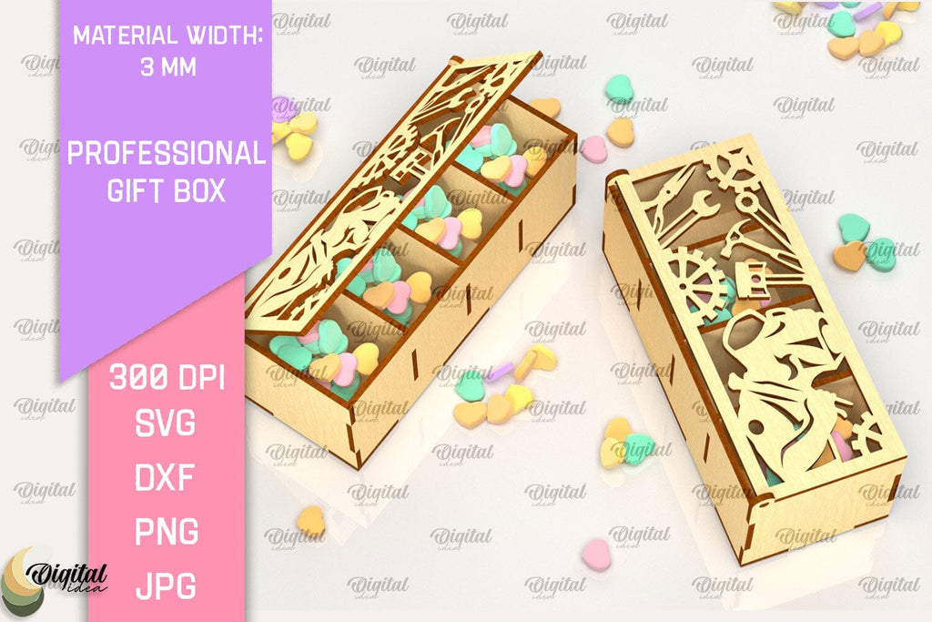 Professional Gift Boxes LaserCut Bundle. 3D Wooden Boxes SVG - So Fontsy