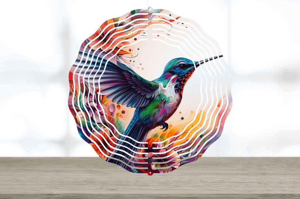 Psychedelic Hummingbird Bird Wind Spinner Sublimation - So Fontsy