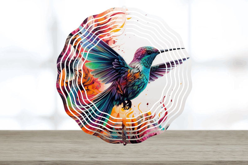 Psychedelic Hummingbird Bird Wind Spinner Sublimation - So Fontsy
