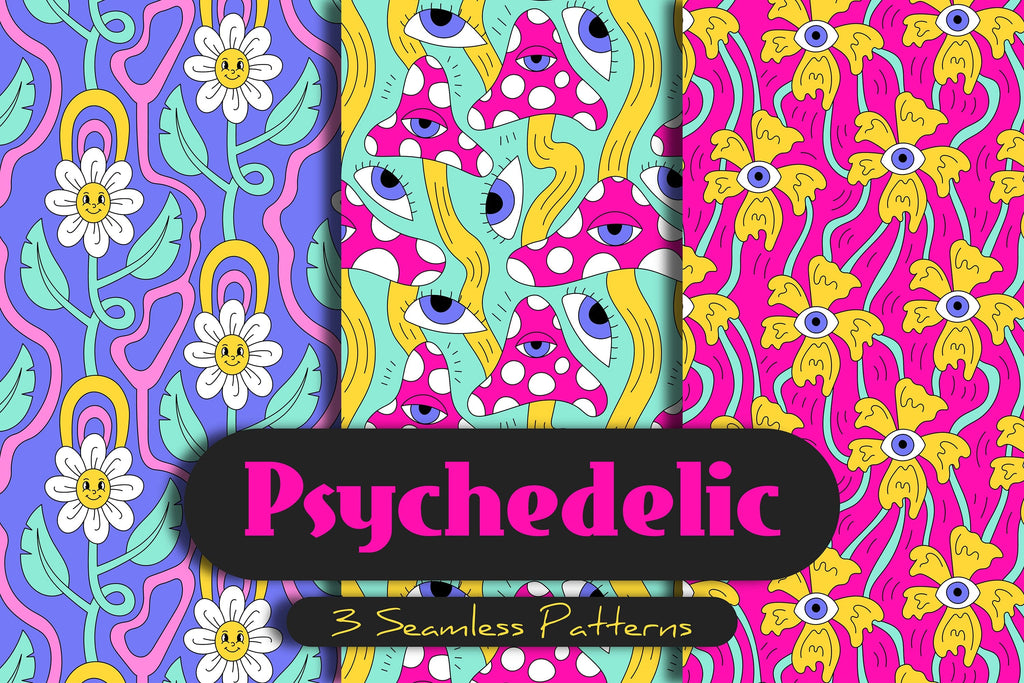 Psyhedelic Seamless Patterns - So Fontsy