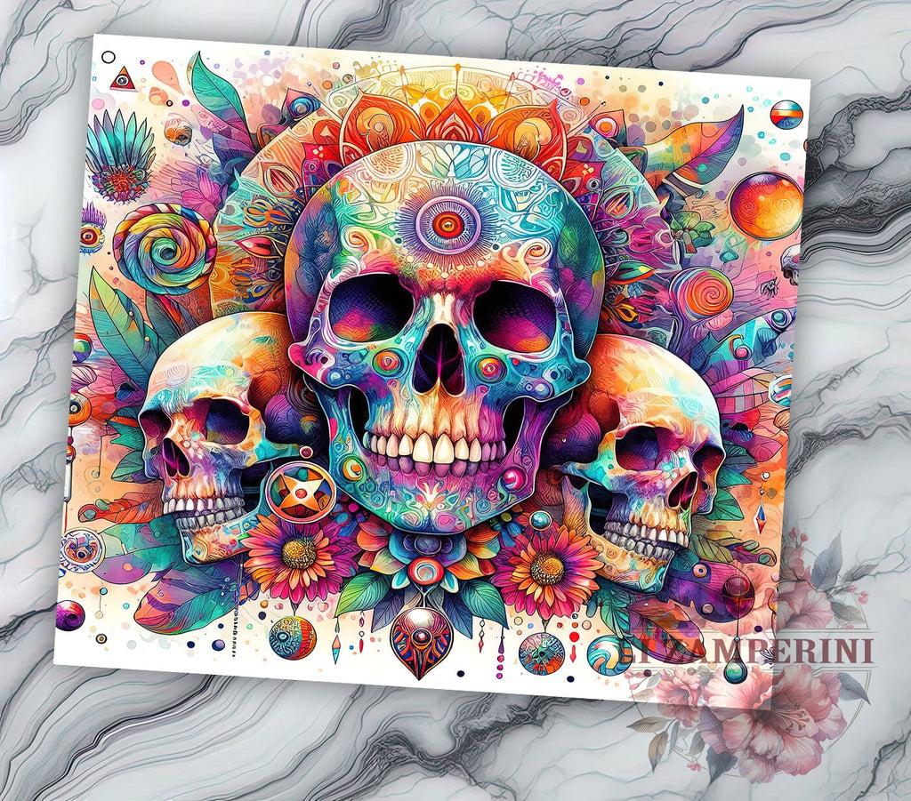 Psychedelic Skeleton 20oz Tumbler Wrap PNG, Skeleton Tumbler Png ...