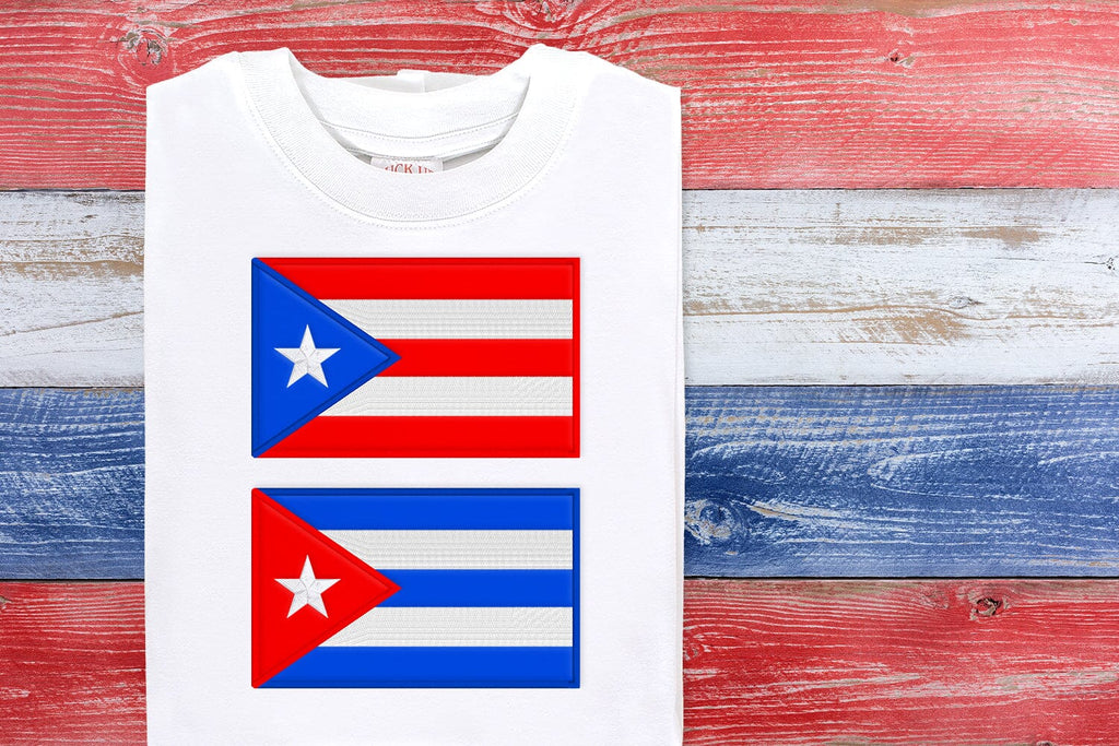 Puerto Rico or Cuba Flag Applique Embroidery - So Fontsy