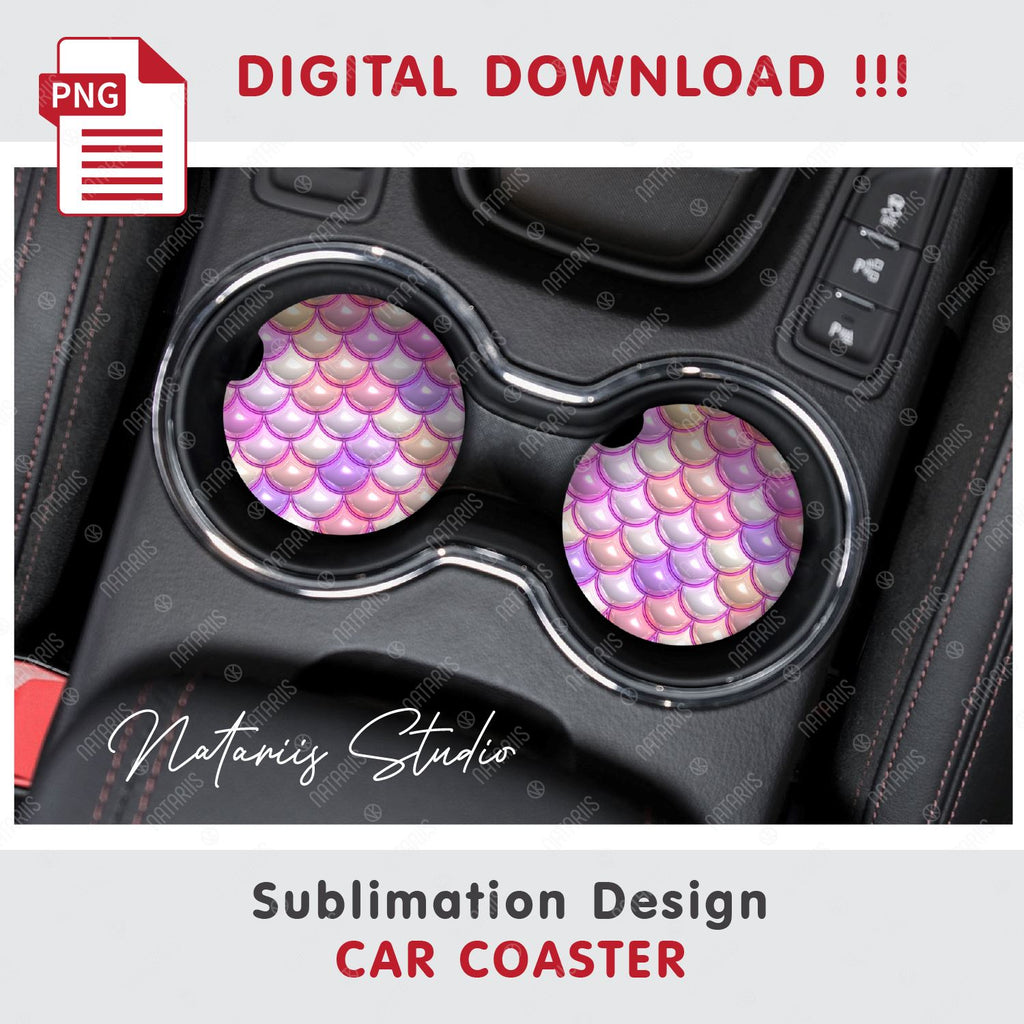 Puffy Mermaid Scales Design. Coaster Sublimation Template. - So Fontsy