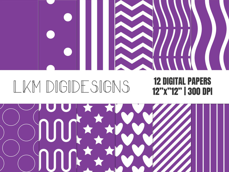 Purple Patterns Digital Paper pack - So Fontsy
