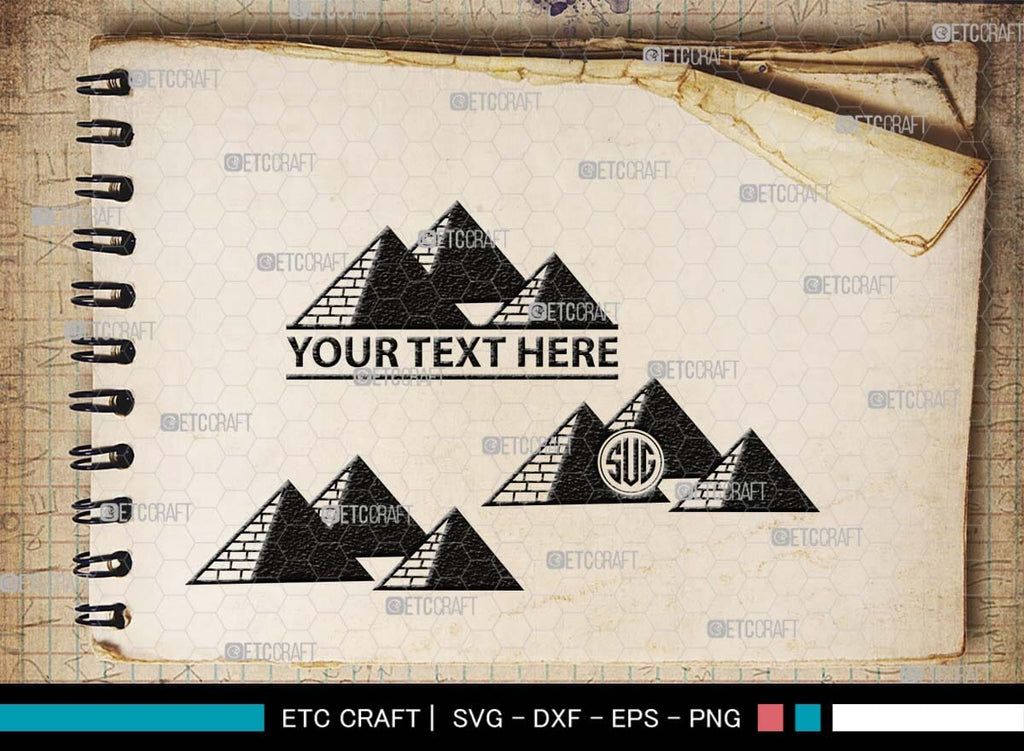 Pyramid Monogram, Pyramid Silhouette, Pyramid SVG, Egypt Svg, Egyptian ...