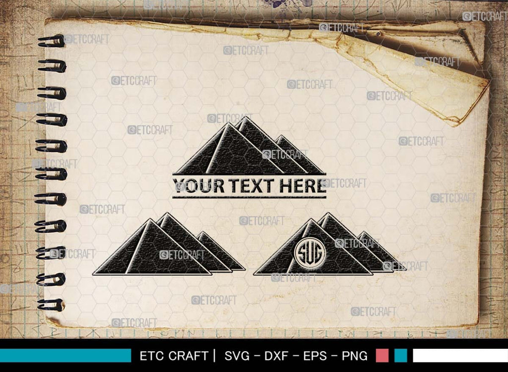 Pyramid Monogram, Pyramid Silhouette, Pyramid SVG, Egypt Svg, Egyptian ...
