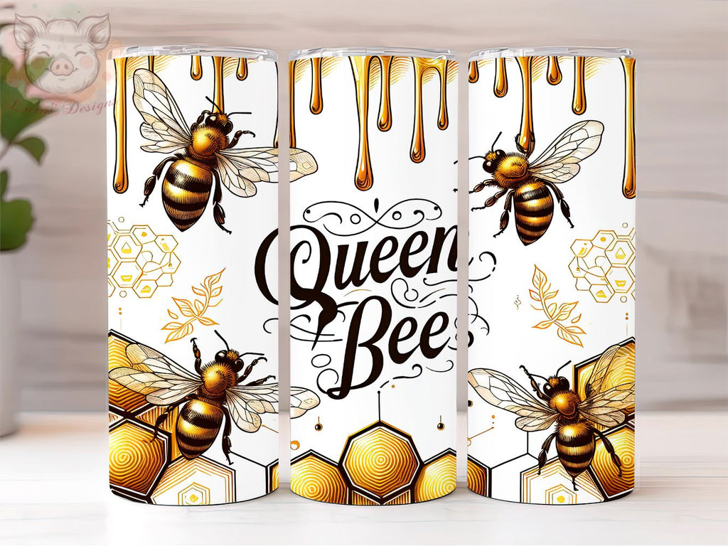 Queen Bee 20oz Tumbler Png, Straight & Tapered Tumbler Png, Golden Bee Tumbler Png, Digital ...