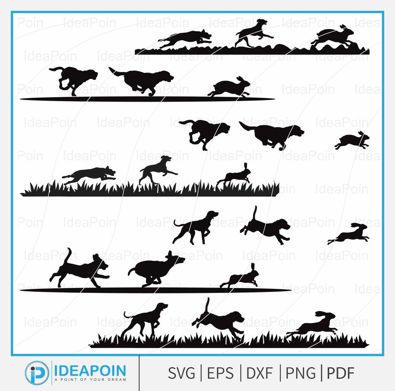 Rabbit Hunting svg, Hound Dog Chasing Rabbit SVG, Hunting Dog SVG ...