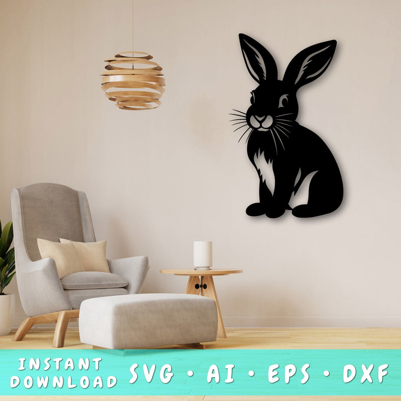 Rabbit Laser SVG Cut File, Rabbit Glowforge File, Rabbit DXF, Rabbit ...