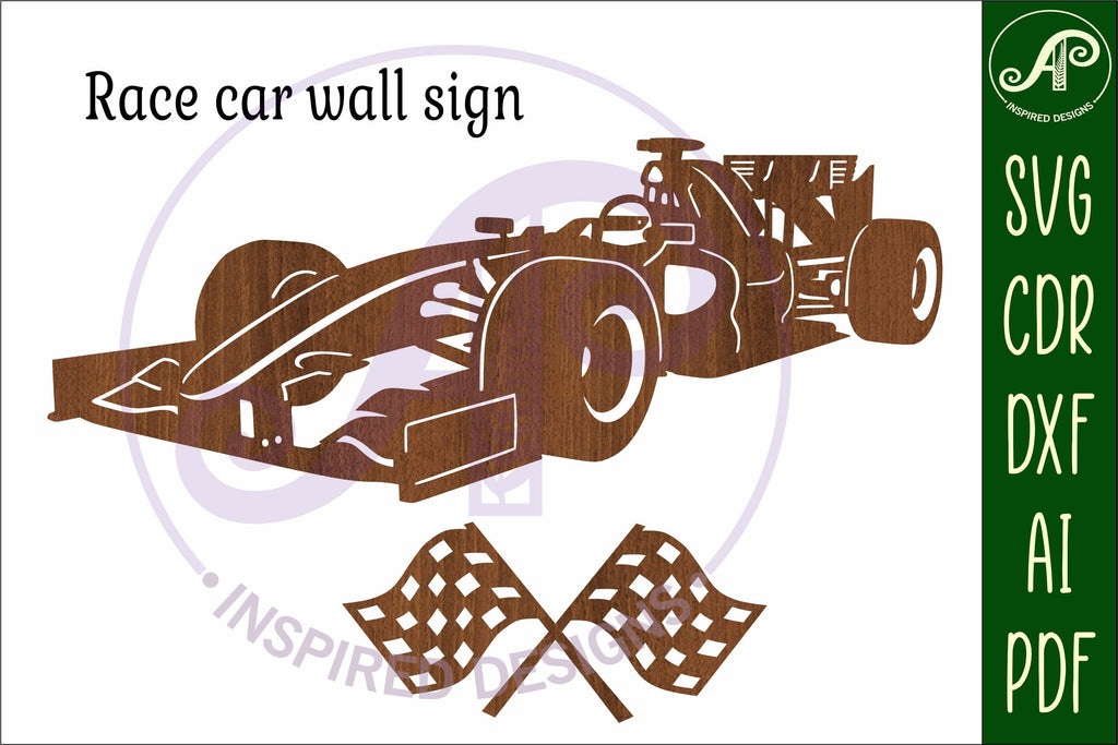 Race car wall sign, SVG file. vector cutting file - So Fontsy