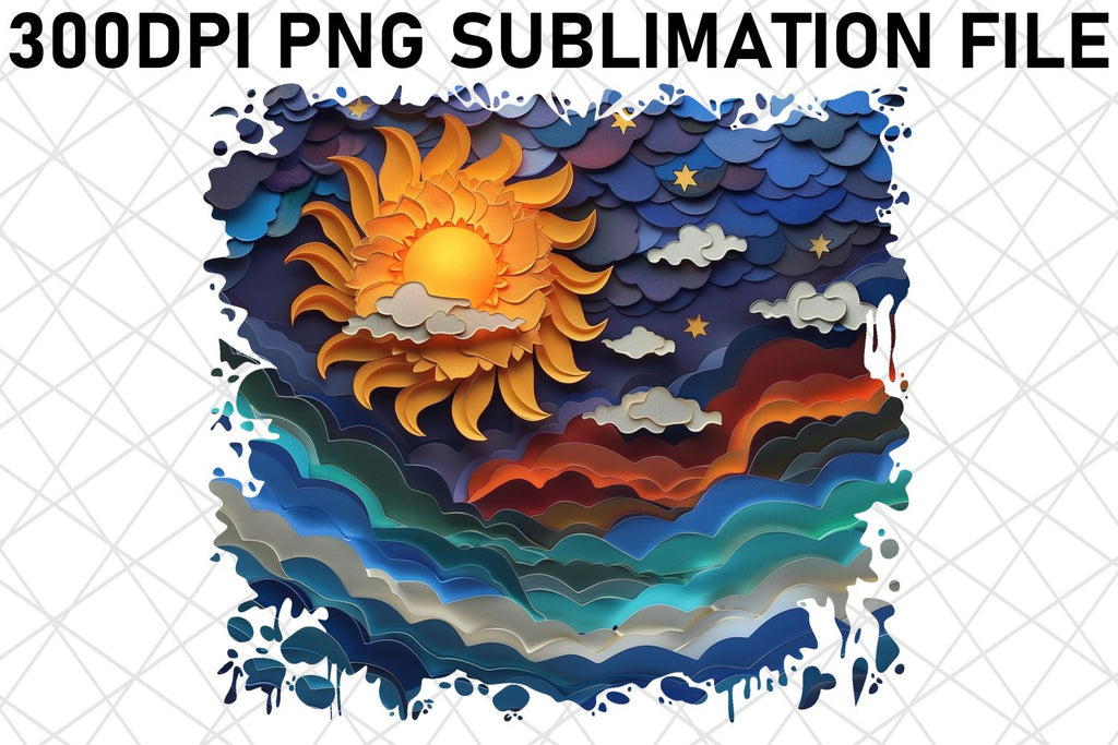 Radiant Sunshine Skyline Sublimation Design - So Fontsy