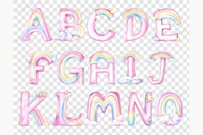 Rainbow Alphabet Clipart | Letters And Numbers PNG Bundle - So Fontsy