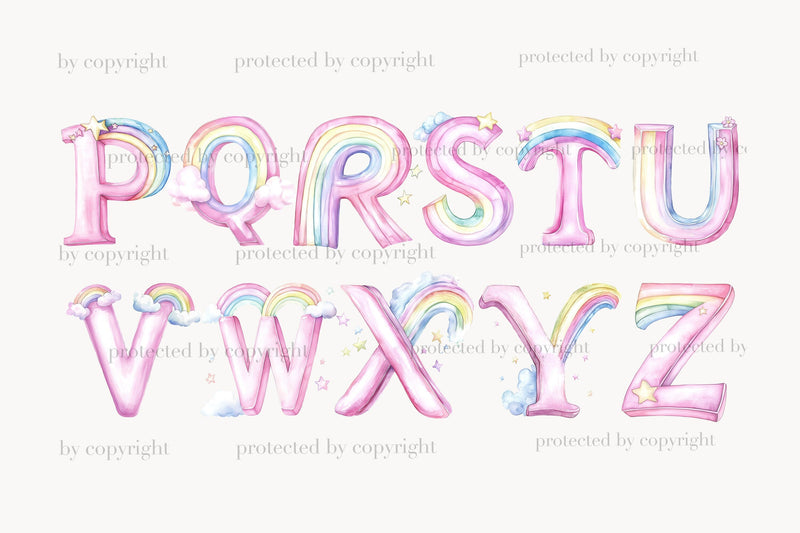 Rainbow Alphabet Clipart | Letters And Numbers PNG Bundle - So Fontsy