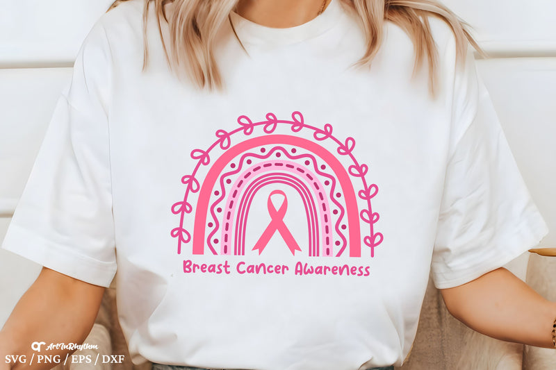 Rainbow Breast Cancer Awareness Svg, Pink Rainbow Svg, Breast Cancer ...