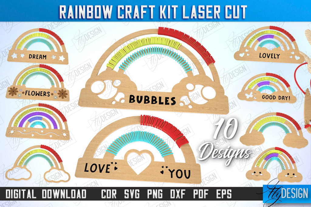 Rainbow Craft Kit Laser Cut Bundle, Kids Montessori Games, Educational ...