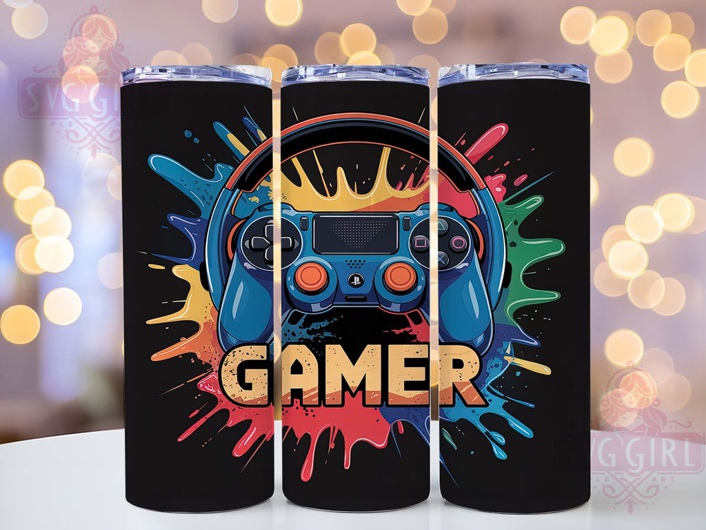 Rainbow Gamer Controller Tumbler Wrap, Rainbow Controller Design, 20oz ...