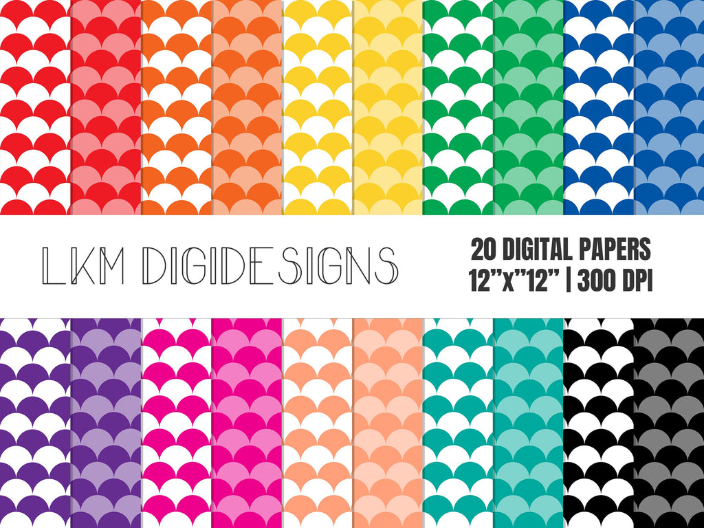 Rainbow Mermaid Scales Digital Paper Pack - So Fontsy