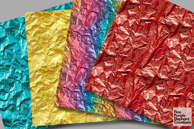 Rainbow Metal Foil Textures Digital Paper - Wrinkled Colorful Metallic ...
