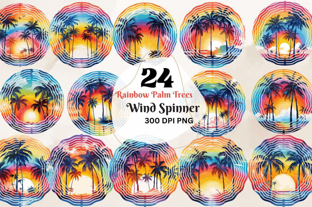 Rainbow Palm Trees Wind Spinner - So Fontsy