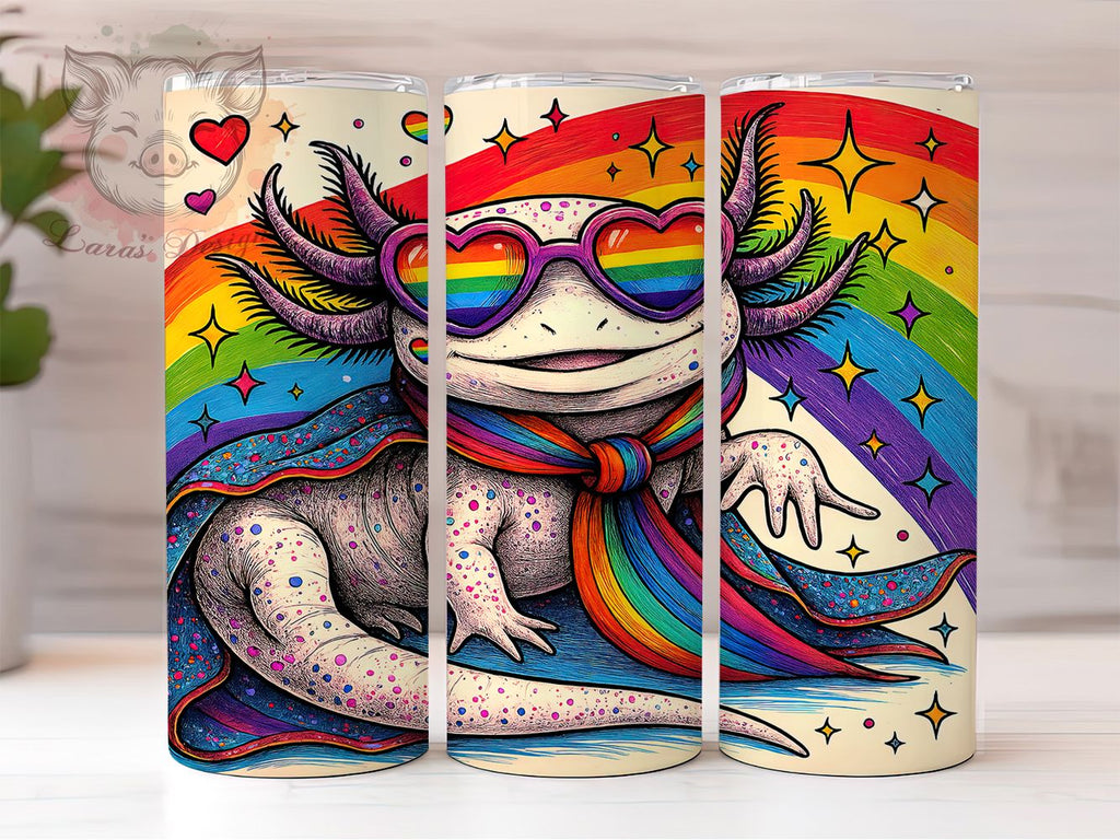 Rainbow Pride Axolotl Tumbler Wrap, LGBT Tumbler Wrap, 20oz Pride Wrap ...
