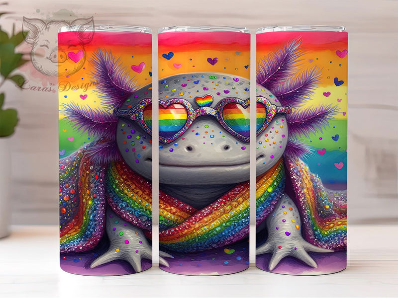 Rainbow Pride Axolotl Tumbler Wrap, LGBT Tumbler Wrap, 20oz Pride Wrap ...