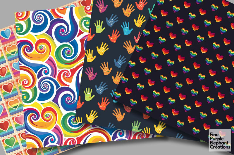 Rainbow Pride Digital Paper - LGBTQ Sublimation Scrapbook - So Fontsy