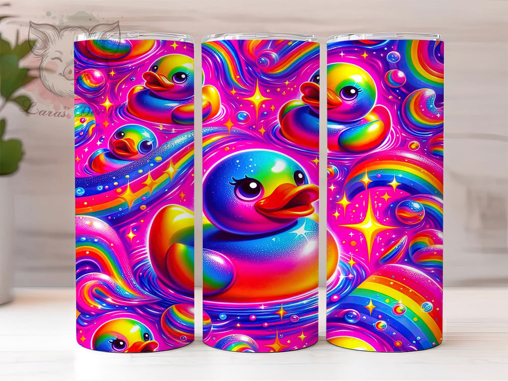 Rainbow Rubber Duck Bubble Tumbler, Rubber Duck Tumbler, 20oz Tumbler ...