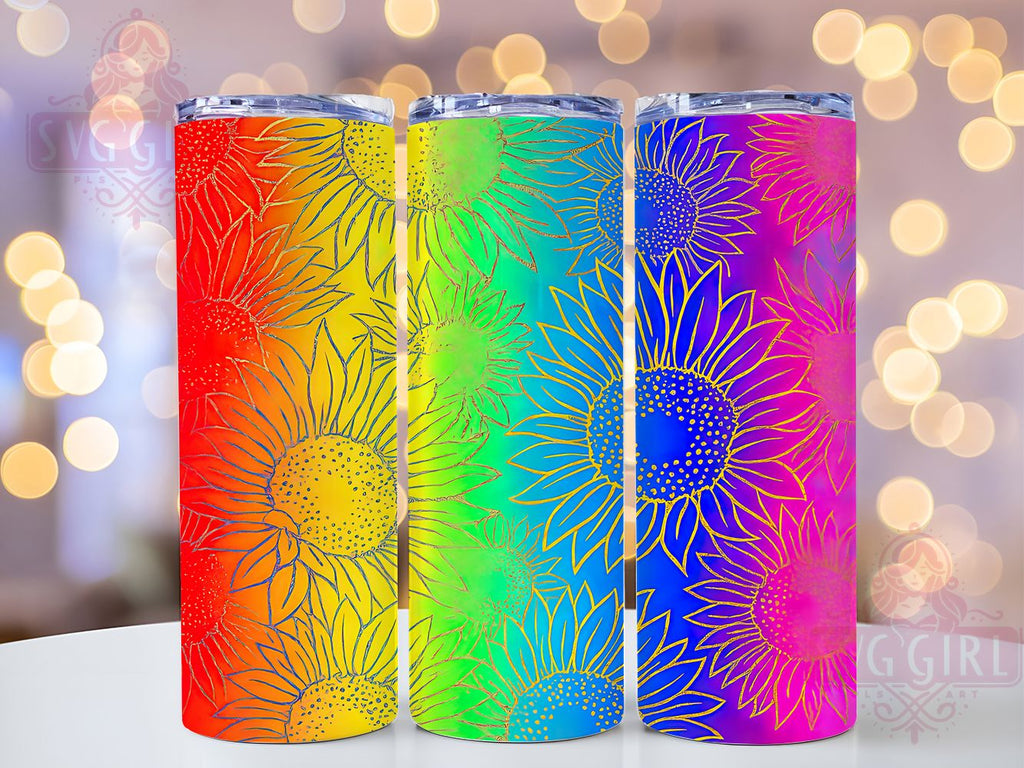 Rainbow Sunflower Pride Tumbler Wrap, LGBTQ Tumbler Art, Pride Month ...