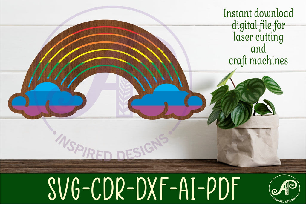 Rainbow two layer wall sign, SVG laser cut file - So Fontsy