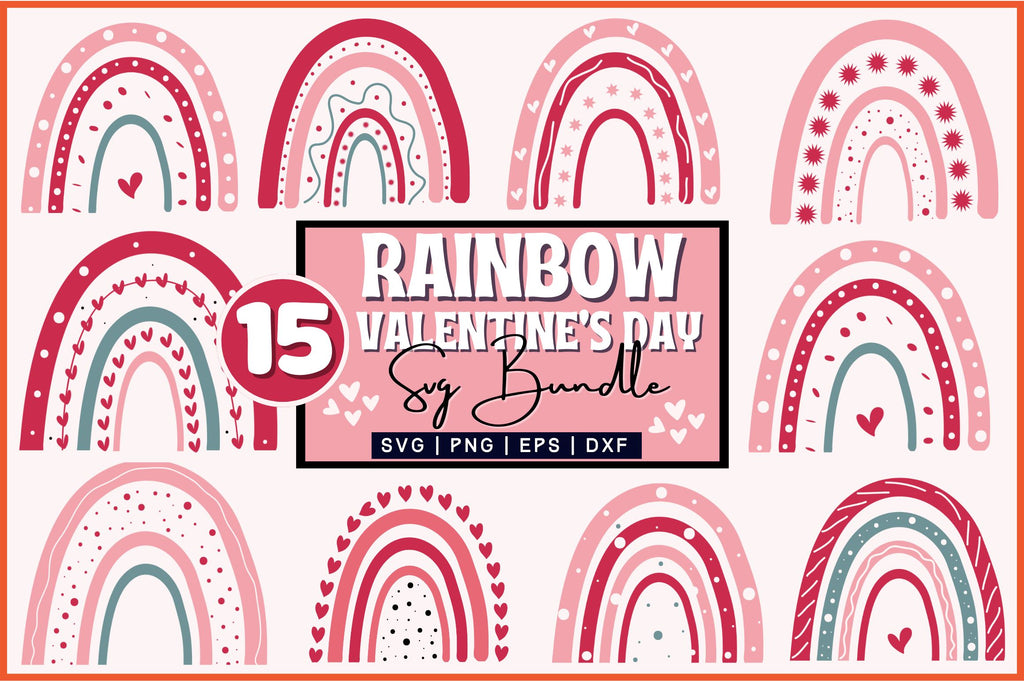 Rainbow Valentines Svg Bundle - So Fontsy
