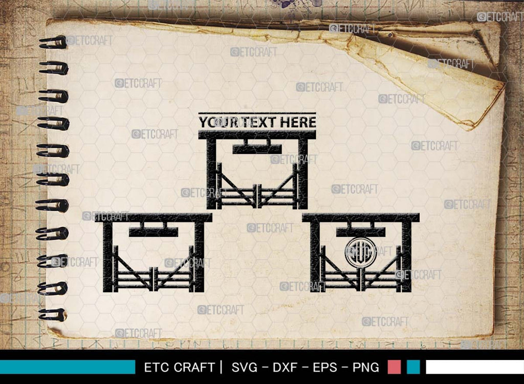Ranch Gate Monogram, Ranch Gate Silhouette, Ranch Gate SVG, Ranch ...