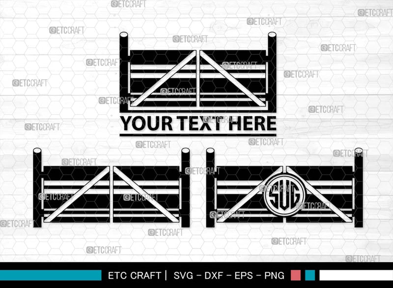Ranch Gate Monogram, Ranch Gate Silhouette, Ranch Gate SVG, Ranch ...