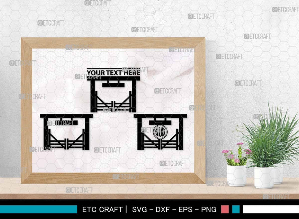 Ranch Gate Monogram, Ranch Gate Silhouette, Ranch Gate SVG, Ranch ...