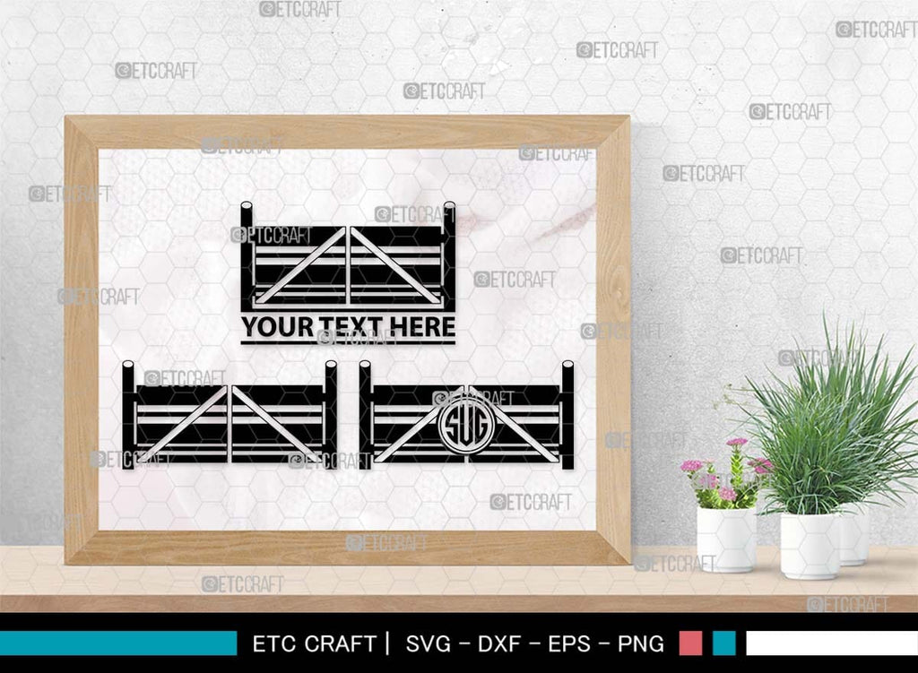Ranch Gate Monogram, Ranch Gate Silhouette, Ranch Gate SVG, Ranch ...