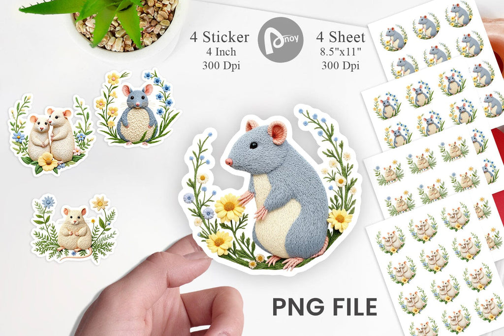 Rat Embroidery Sticker - So Fontsy