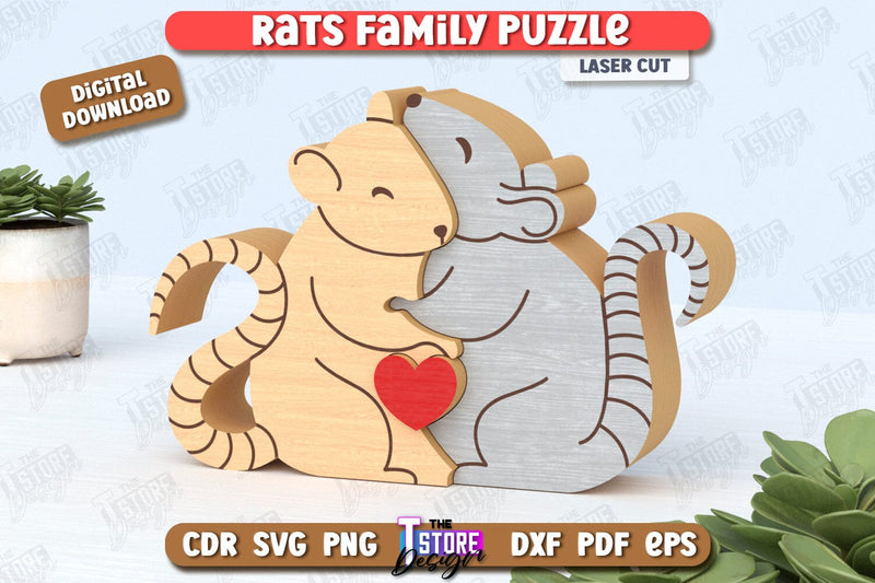 Rats Family Puzzle Laser Cut | Rats Puzzle Template | Eco-Friendly Gift ...