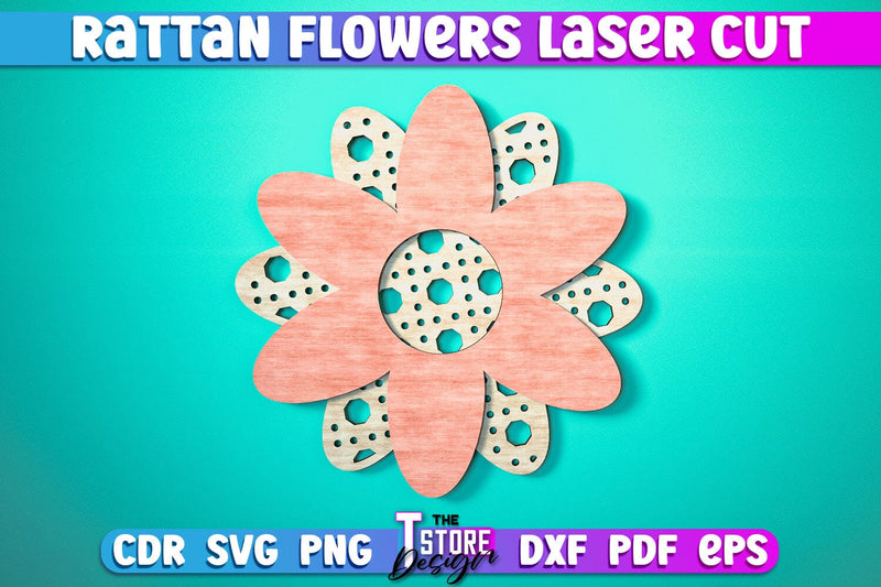 Rattan Flowers Laser Cut | Laser Cut Design | CNC Files - So Fontsy
