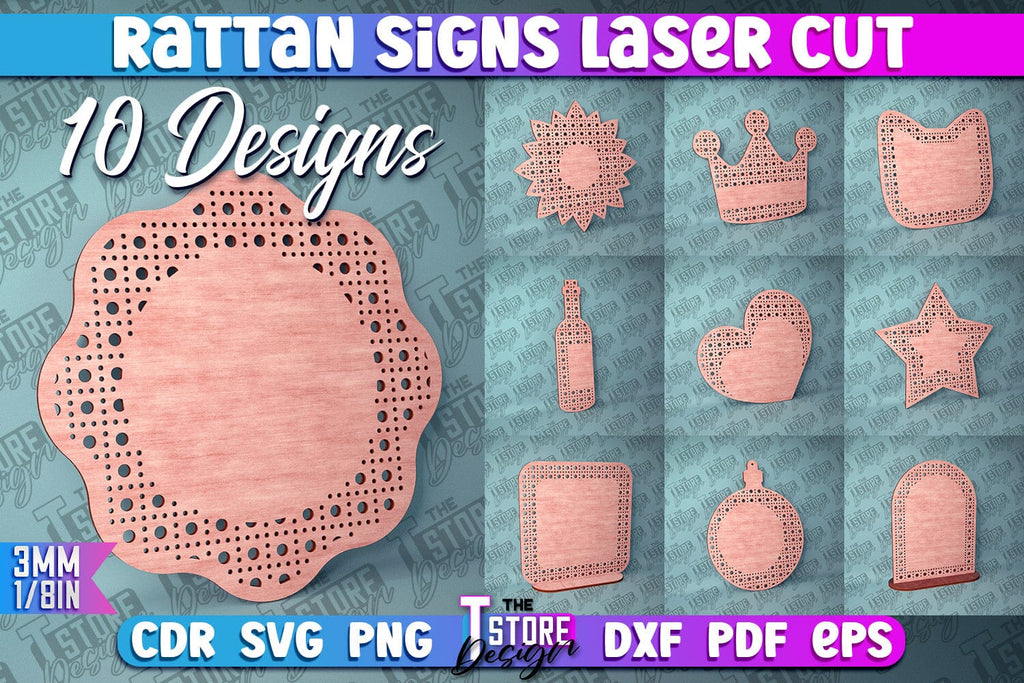Rattan Sign Laser Cut | Laser Cut Design | CNC Files - So Fontsy