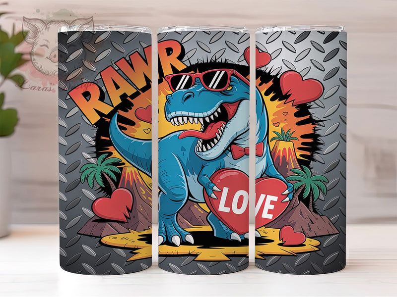 Rawr-some Love Dinosaur Tumbler, Valentine Dino Design, Romantic ...