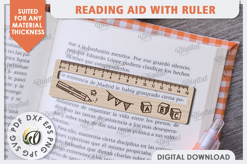 Reading Aid With Ruler Laser Cut. Kids Wooden Ruler SVG - So Fontsy