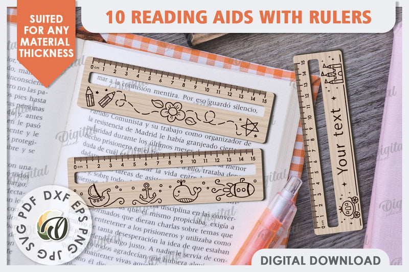 Reading Aid With Rulers Laser Cut Bundle. Wooden Rulers SVG - So Fontsy