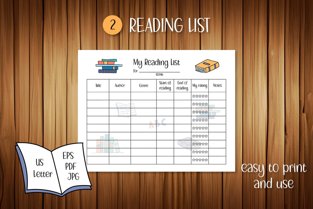 Reading Journal for Kids| Print Template PDF & Vector - So Fontsy