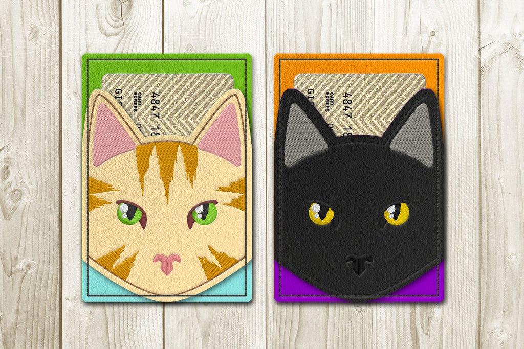 Realistic Cat Face Gift Card Holder ITH Applique Embroidery - So Fontsy